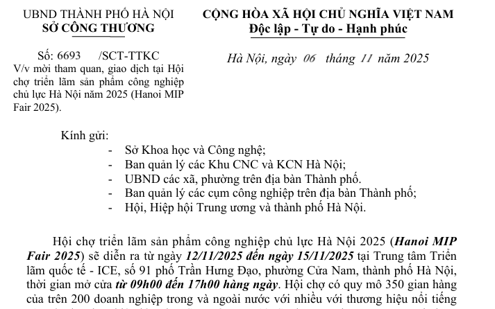 Mời tham quan, giao dịch tại Hội chợ triển lãm sản phẩm công nghiệp chủ ...