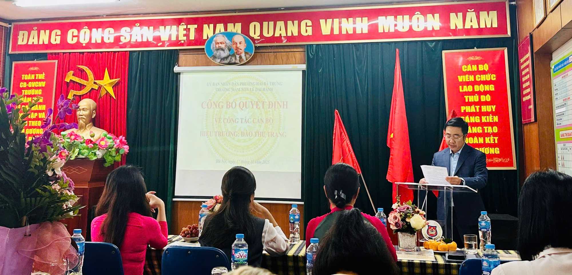 Lễ công bố bổ nhiệm chức danh Lãnh đạo quản lý trường mầm non Lê Đại Hành.