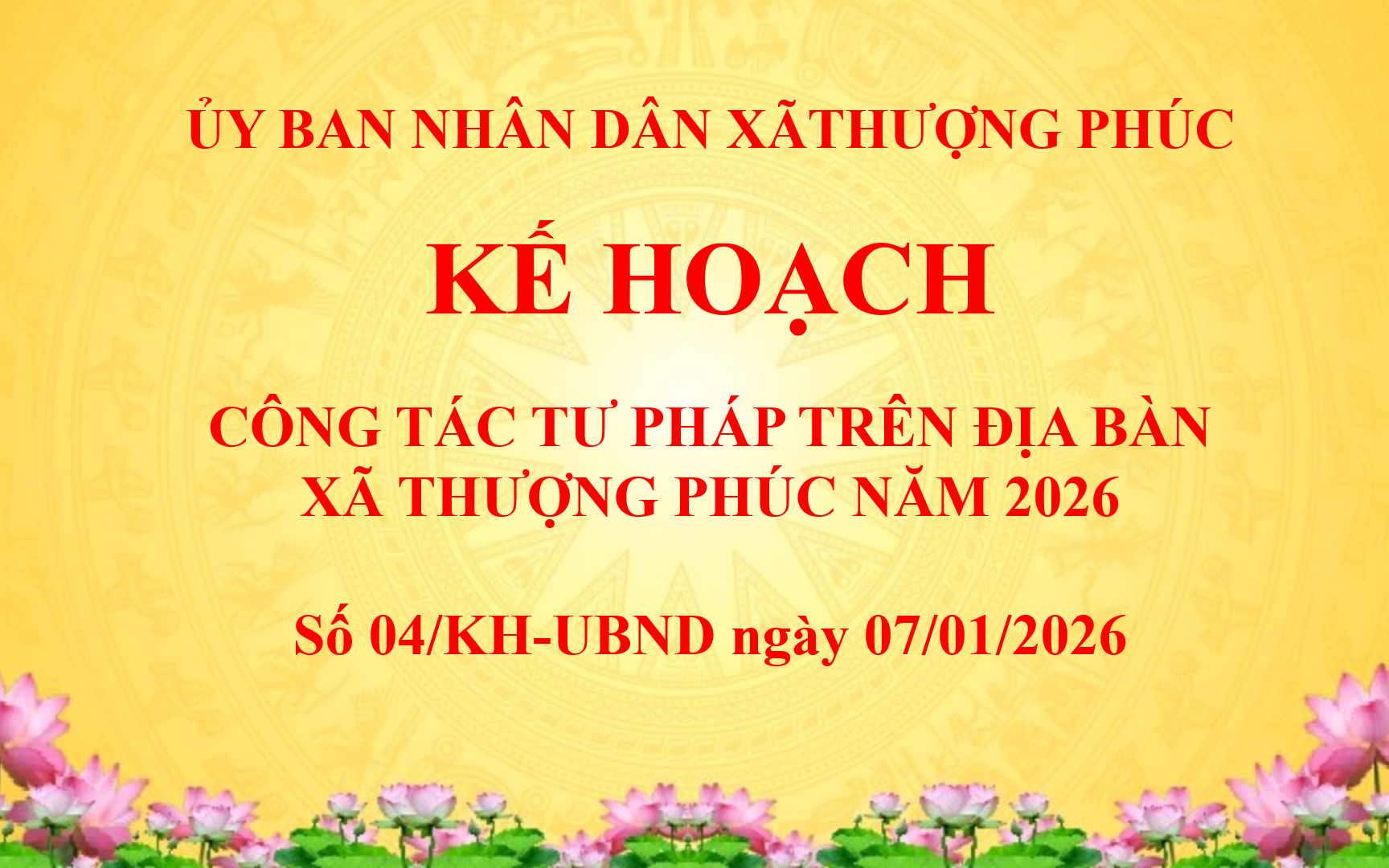 XÃ THƯỢNG PHÚC TRIỂN KHAI KẾ HOẠCH CÔNG TÁC TƯ PHÁP NĂM 2026